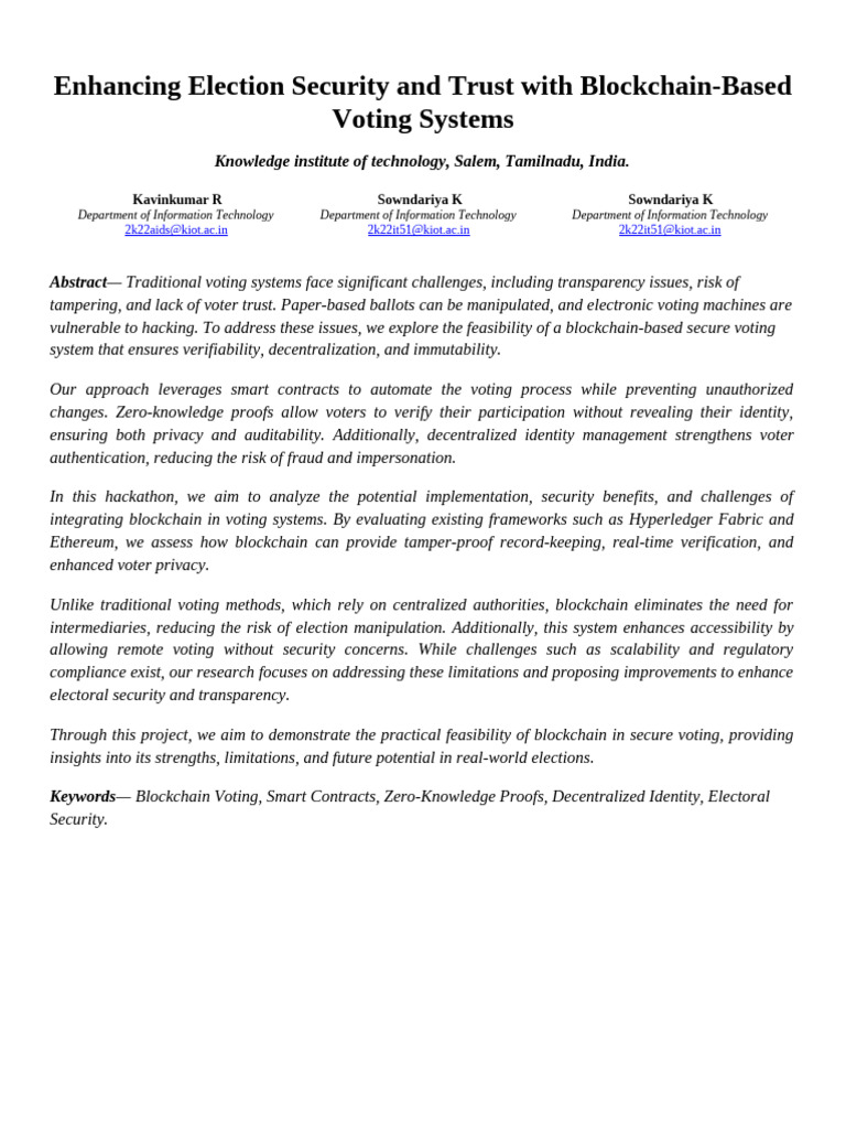 Enhancing Election Security and Trust With Blockchain-Based Voting Systems | PDF