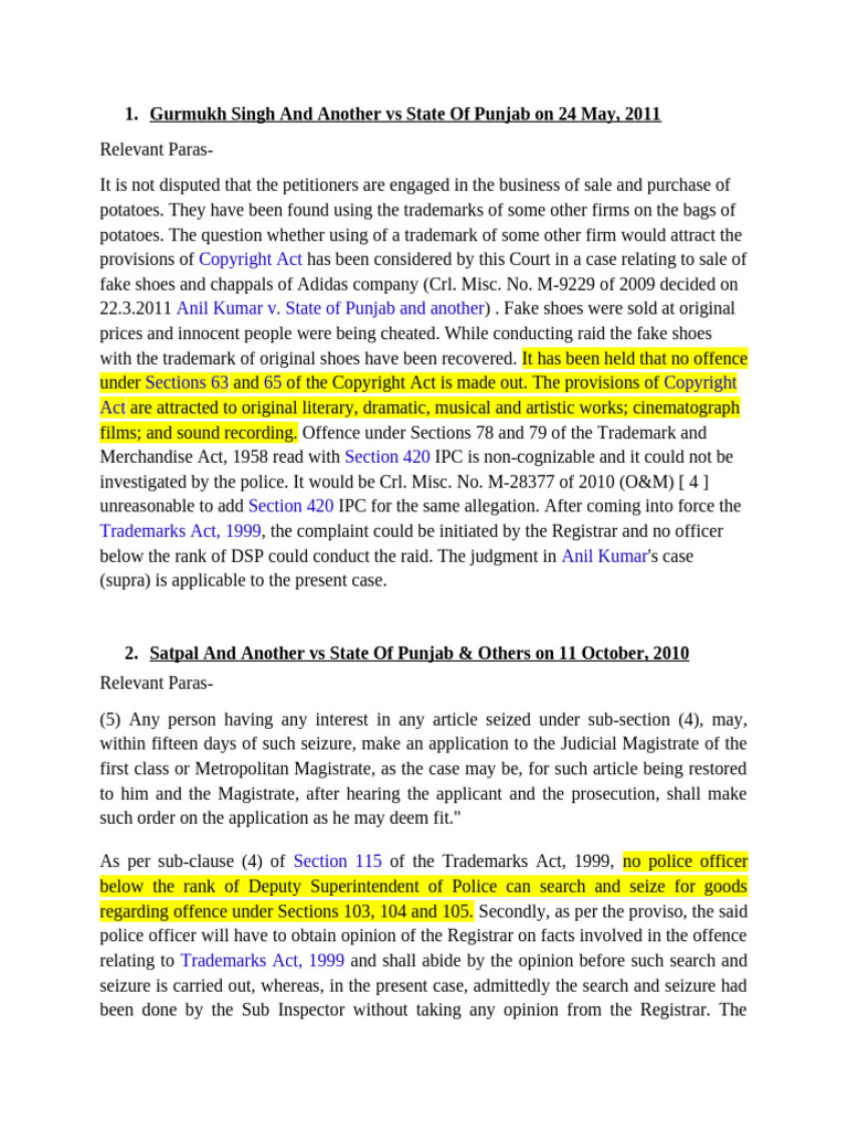 Trademark Violations and Legal Proceedings | PDF | Search And Seizure ...