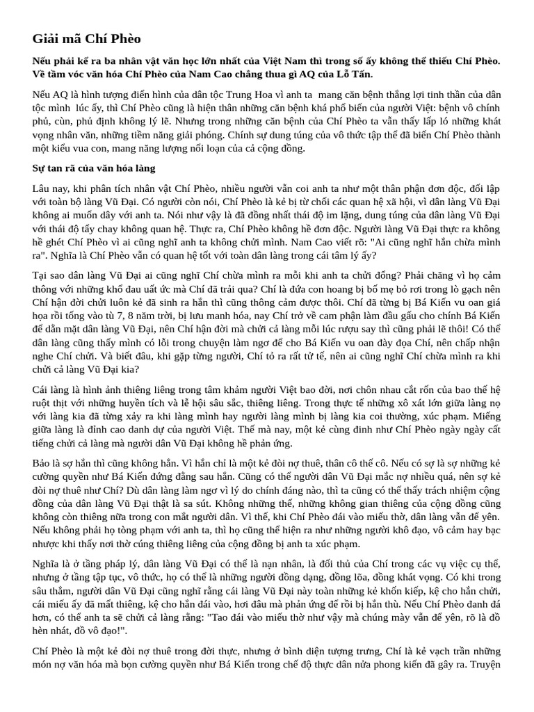 Giải Mã Chí Phèo | PDF