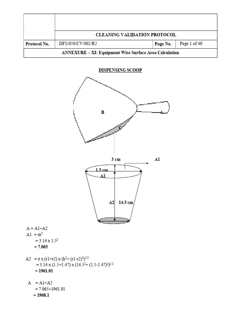 Surface Area Calculation For Cleaning Validation | PDF | Stationery | Chess