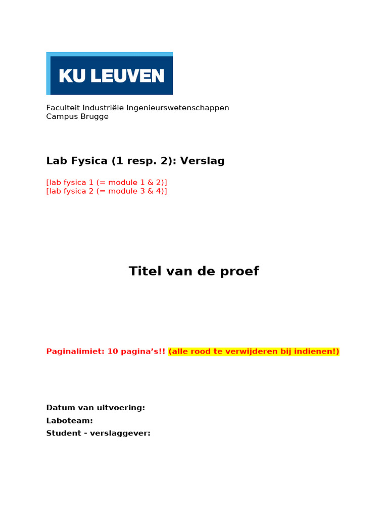 Sjabloon Verslag | PDF