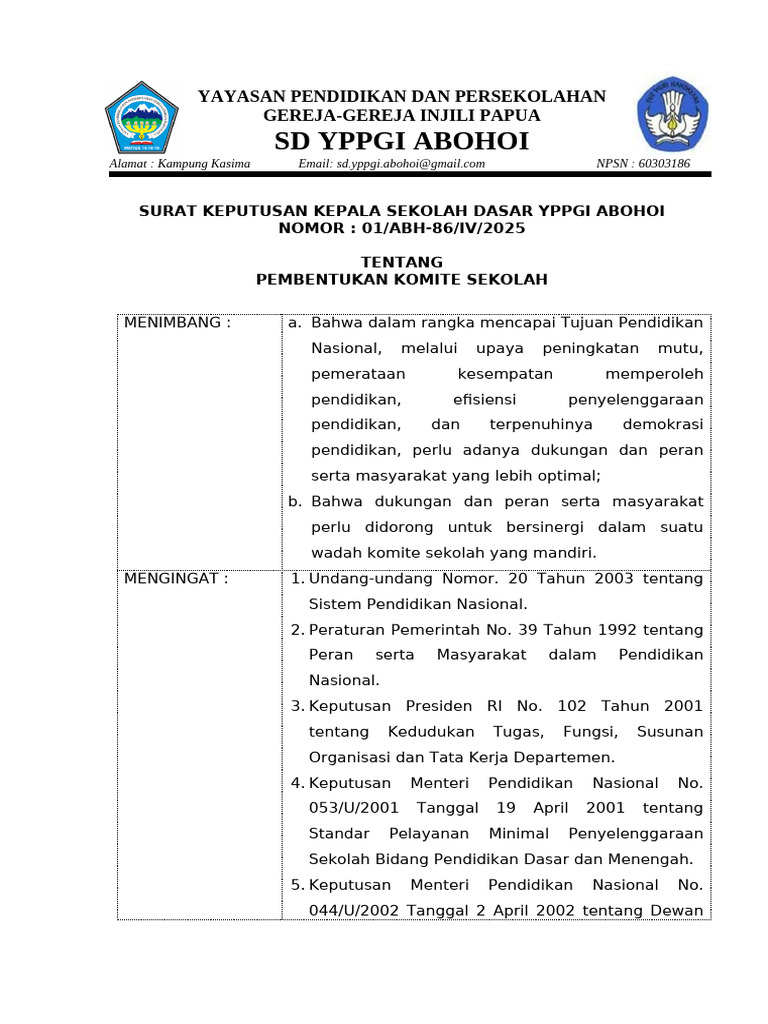 SK Pembentukan Komite | PDF