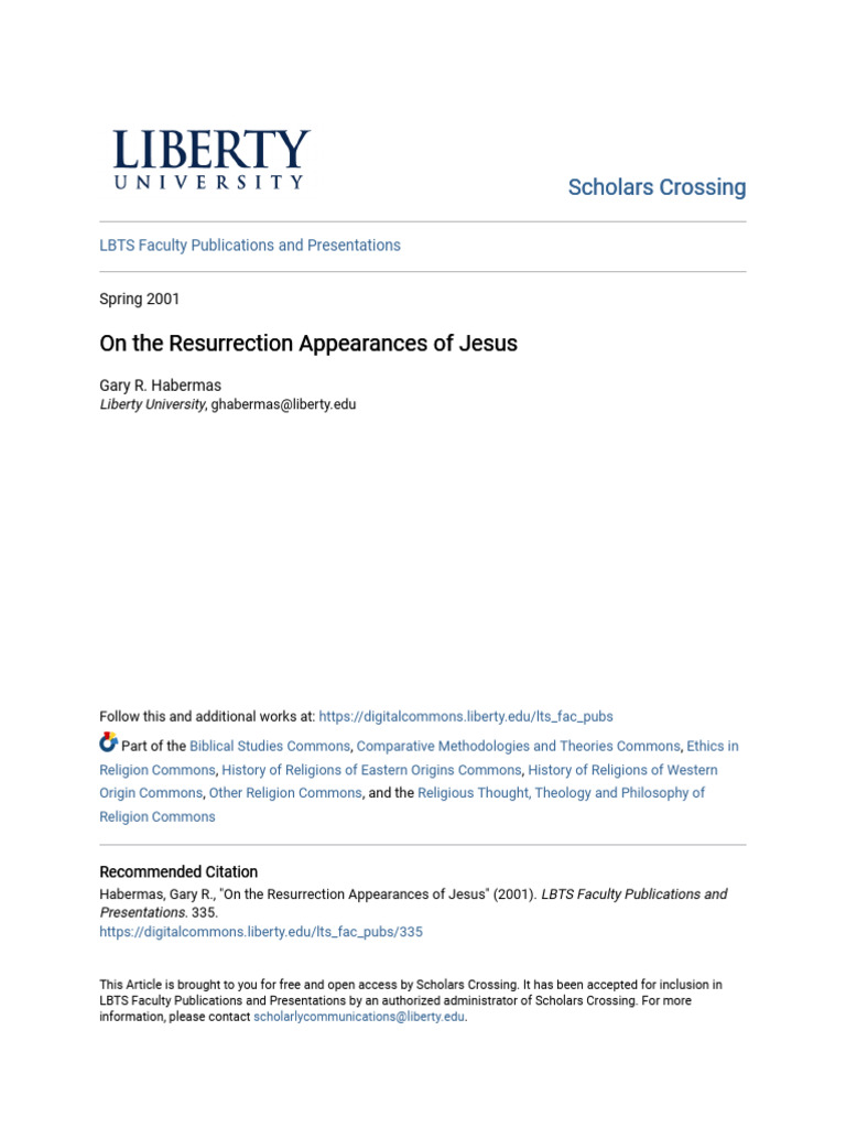 On The Resurrection Appearances of Jesus - Gary R. Habermas 2001 | PDF ...