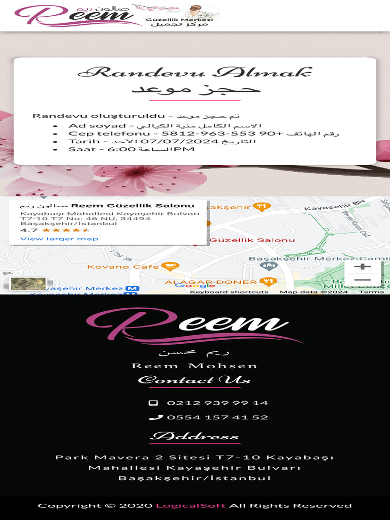 Reem Güzellik Merkezi - مركز ريم للتجميل Randevu Sistemi حجز المواعيد | PDF