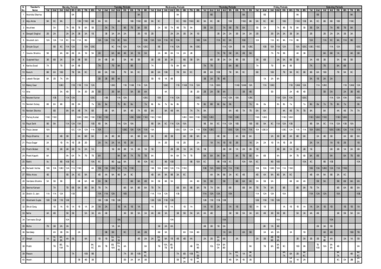 18single Page Teacher Time Table A3 | PDF