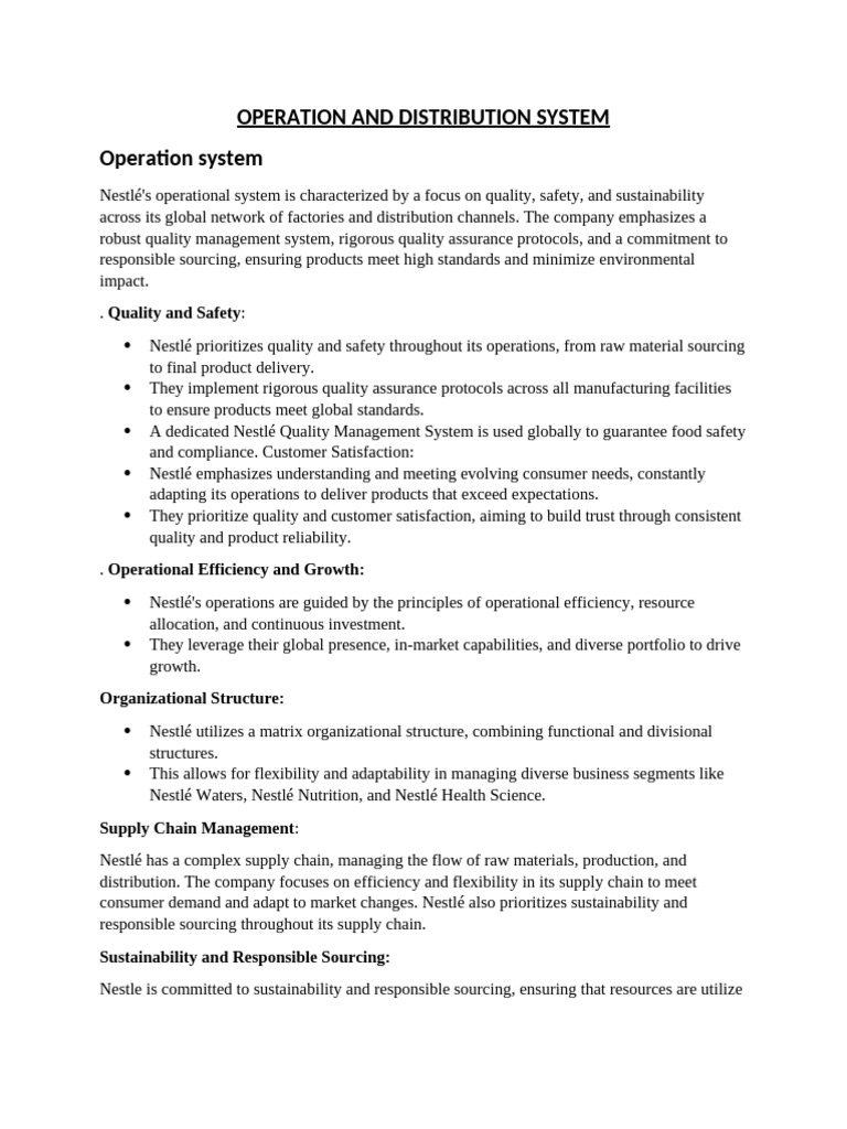 Operation and Distribution System | PDF | Lean Manufacturing | Supply Chain