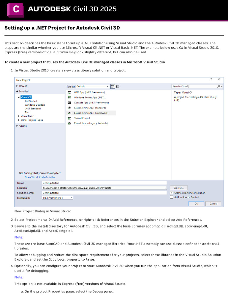 2.1 Setting Up A .NET Project For Autodesk Civil 3D | PDF | Autodesk ...
