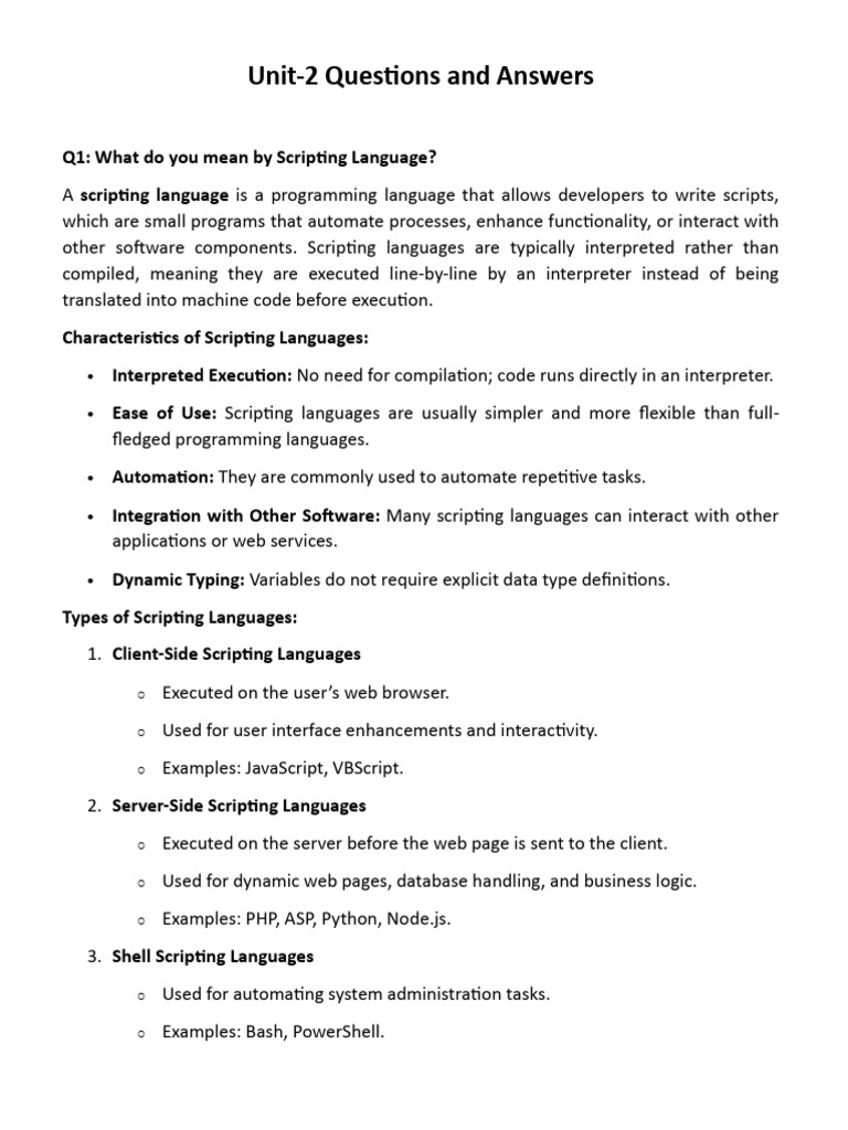 Unit-2 Questions and Answers | PDF | Client–Server Model | Active Server Pages