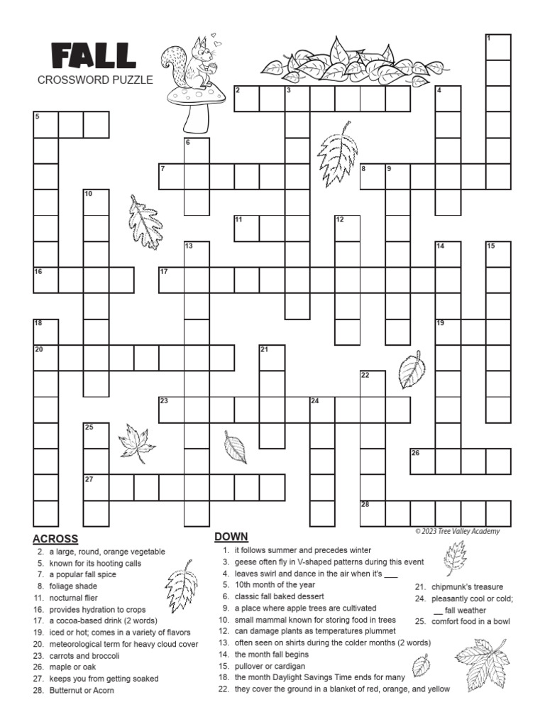 6th Grade Fall Crossword Puzzle | PDF