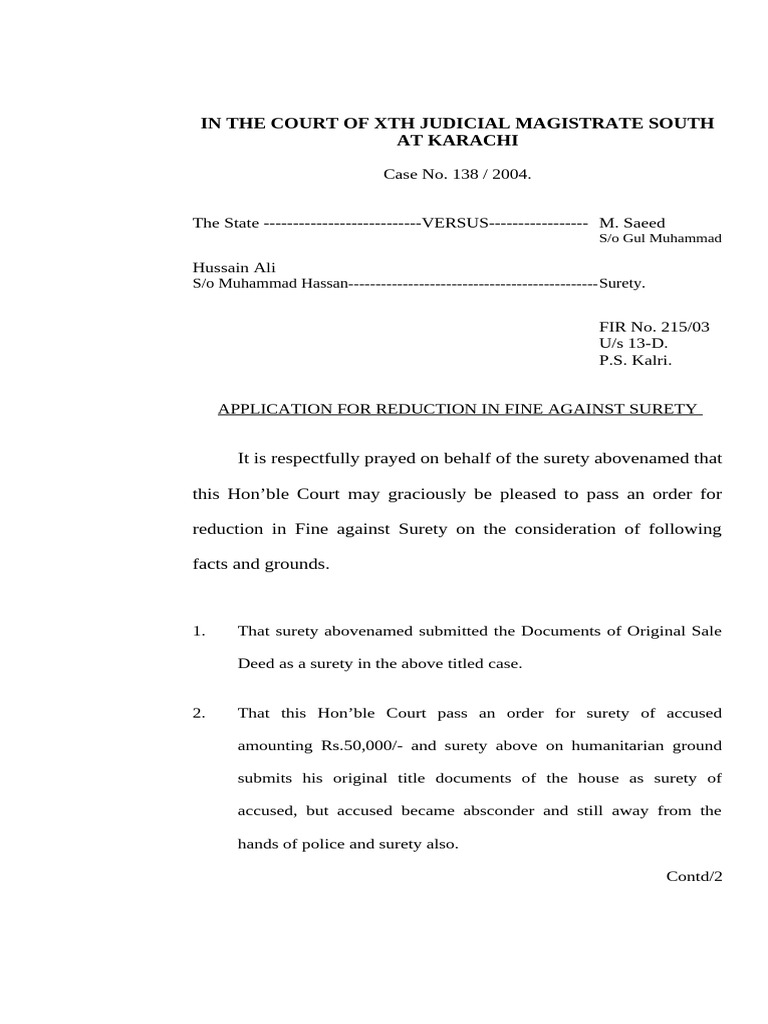 Reduction of Fine | PDF | Affidavit | Common Law