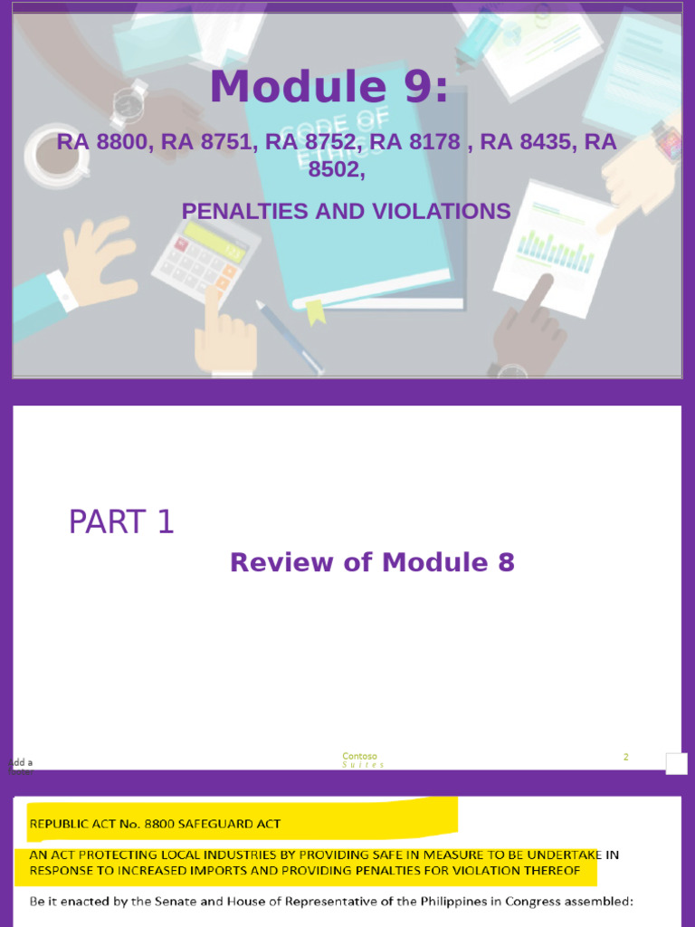 RA 8800, RA 8751, RA 8752, RA 8178, RA 8435, RA 8502, Penalties and ...