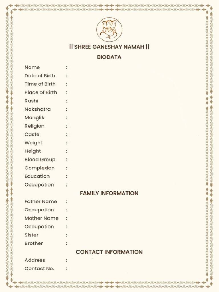 Biodata For Marriage - Marriage Biodata Format For Girl 2024 - DN5 | PDF