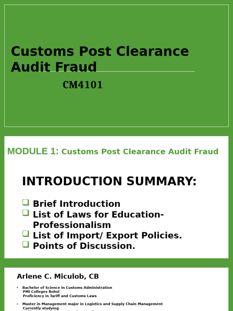 Introduction of Customs Post Clearance Audit | PDF | Aviation | Transport
