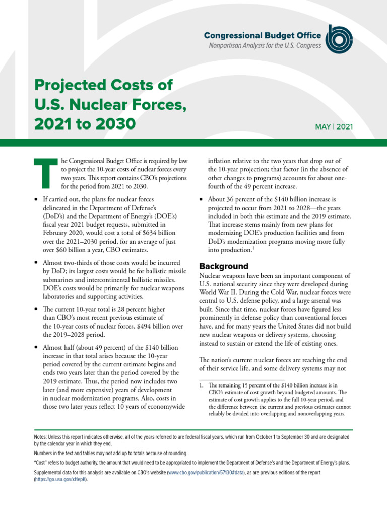 Nuclear-Forces (2021 To 2030) | PDF | Congressional Budget Office ...