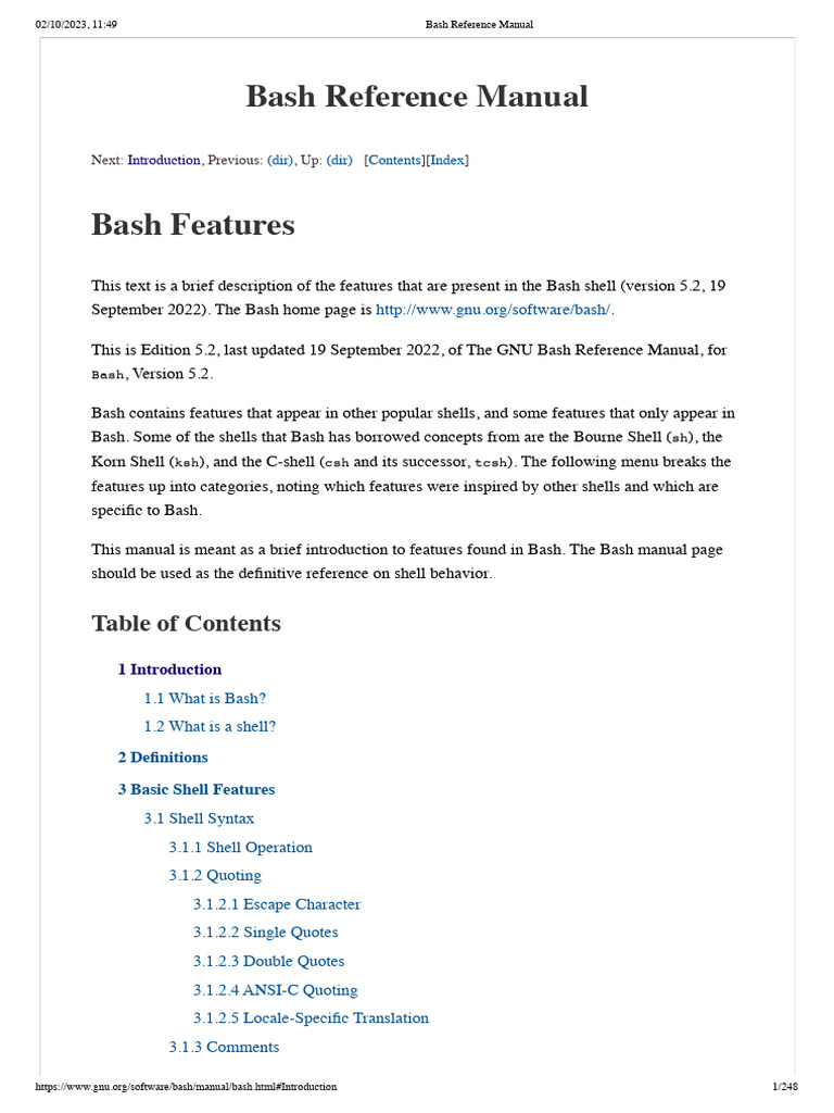 Bash Reference Manual | PDF | Command Line Interface | Unix