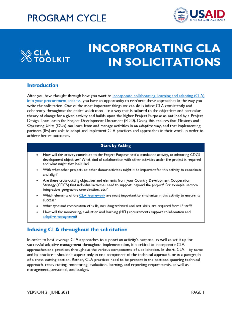 Cla TK Cla in Solicitations Final2021 | PDF | Evaluation | Learning