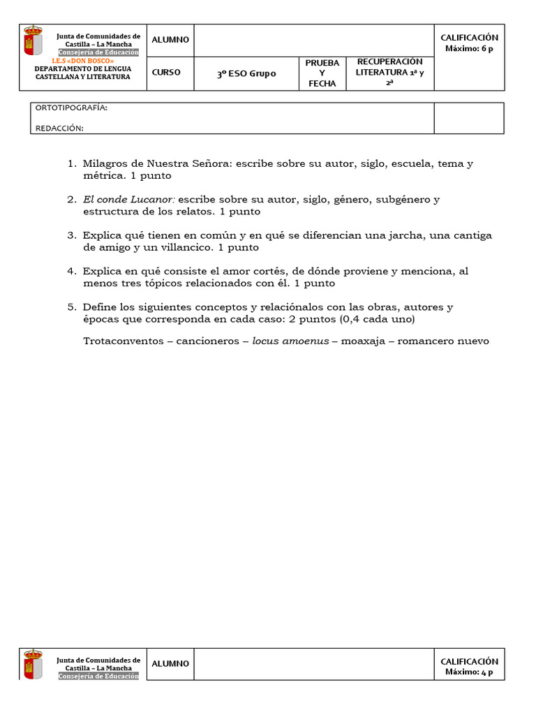 3_eso._7._examen_literatura_2_eval_2_ | PDF