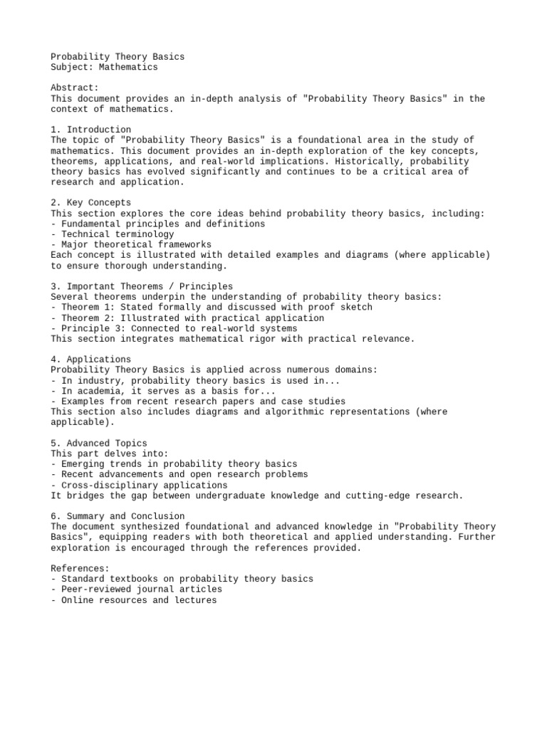 Probability Theory Basics | PDF