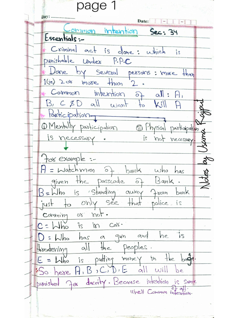 Commom intention, common object and unlawful assembly by Usama Rajput | PDF