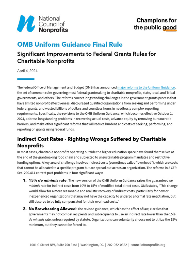 OMB Grants Reform for Nonprofits 2024 | PDF | Office Of Management And ...