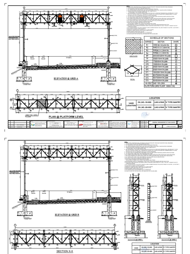 U-Type Overhead VASD Gantry & Foundation Drawings - R0 - 16.09.2024 | PDF | Structural Steel ...
