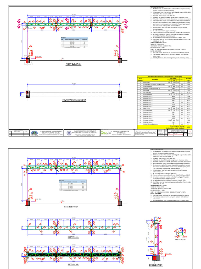 Overhead Gantry Structure Details | PDF | Welding | Construction