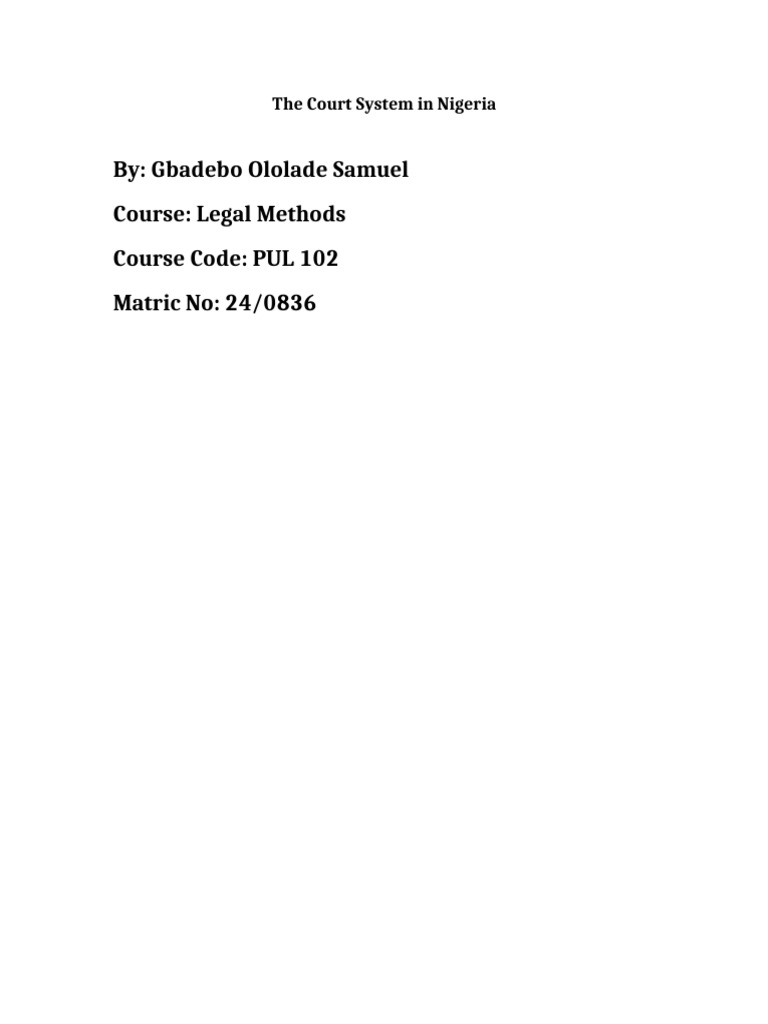Nigerian Court System Essay Full | PDF | Supreme Courts | Alternative ...