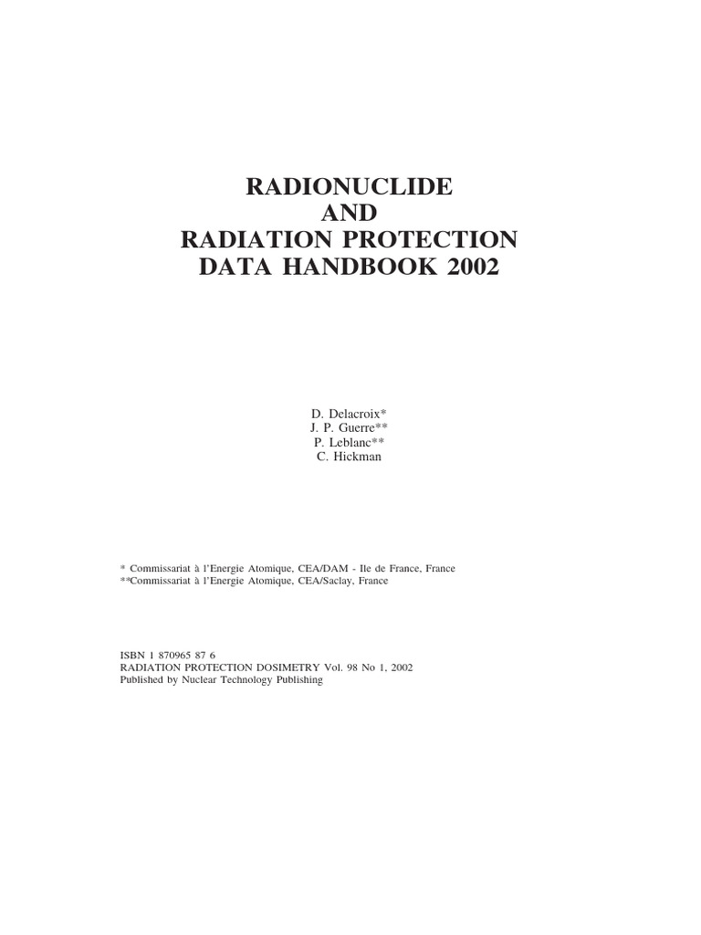 Radionuclide Data Handbook | PDF | Radioactive Contamination | Radiation Protection