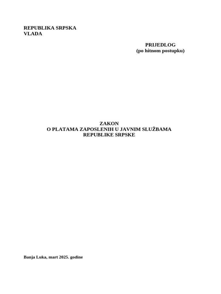 PR Zak o Platama U Javnim Sluzbama RS HP | PDF