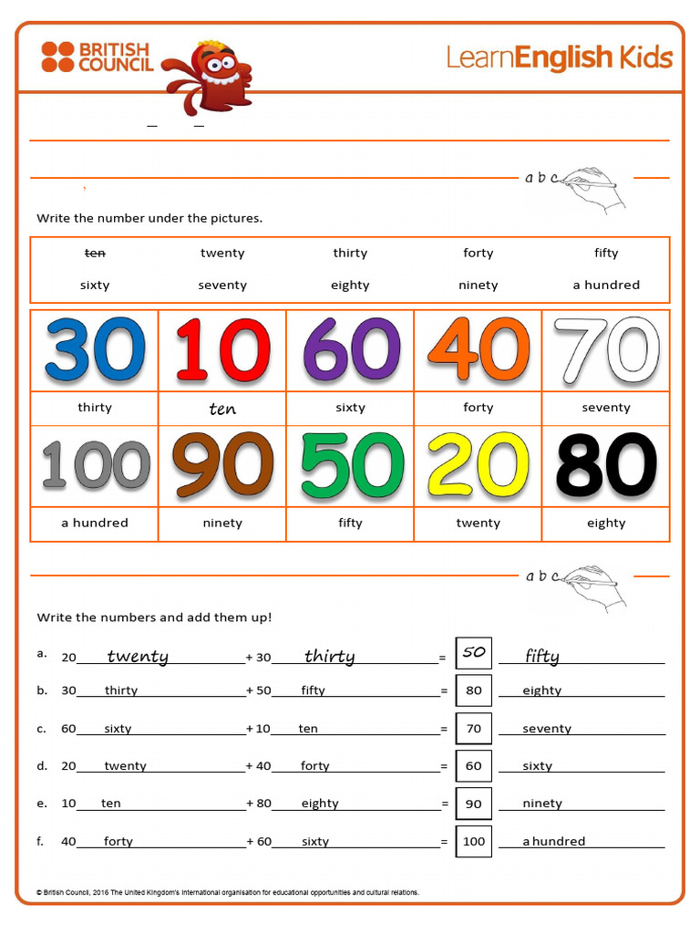 Numbers 10-100: Answers & Activities | PDF