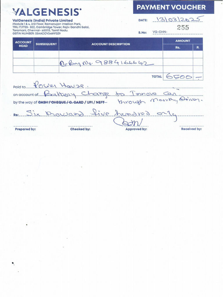 Power House - Rs. 6500 - Battery Change For Innova | PDF