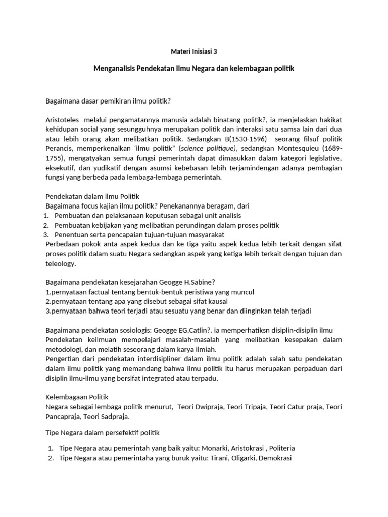 Materi Inisiasi 3 Sispolin | PDF