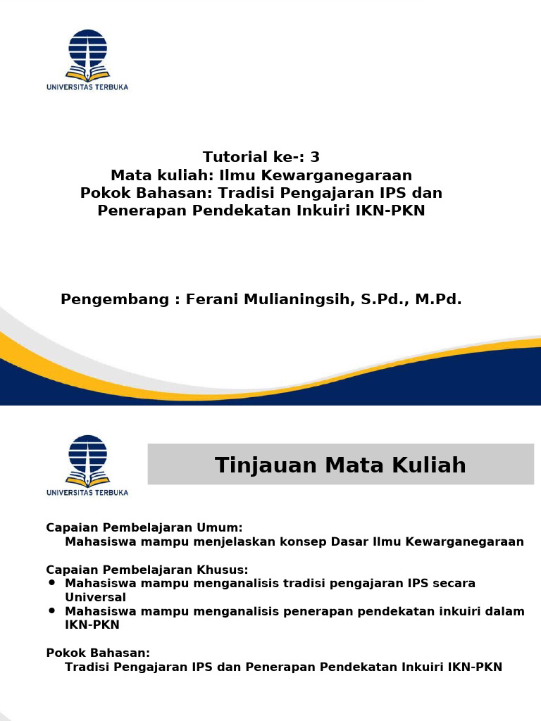 Materi Batut 03 Tradisi Pengajaran IPS Dan Penerapan Pendekatan Inkuiri IKN-PKN | PDF