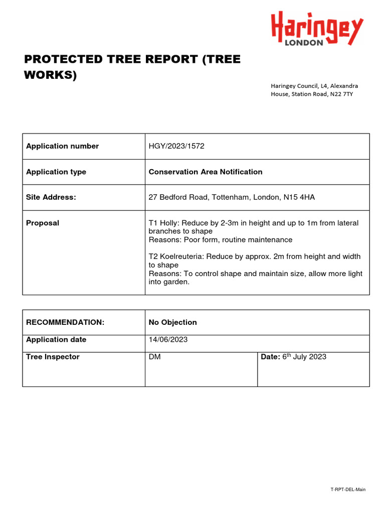 HGY 1572 Tree Work Report Template | PDF