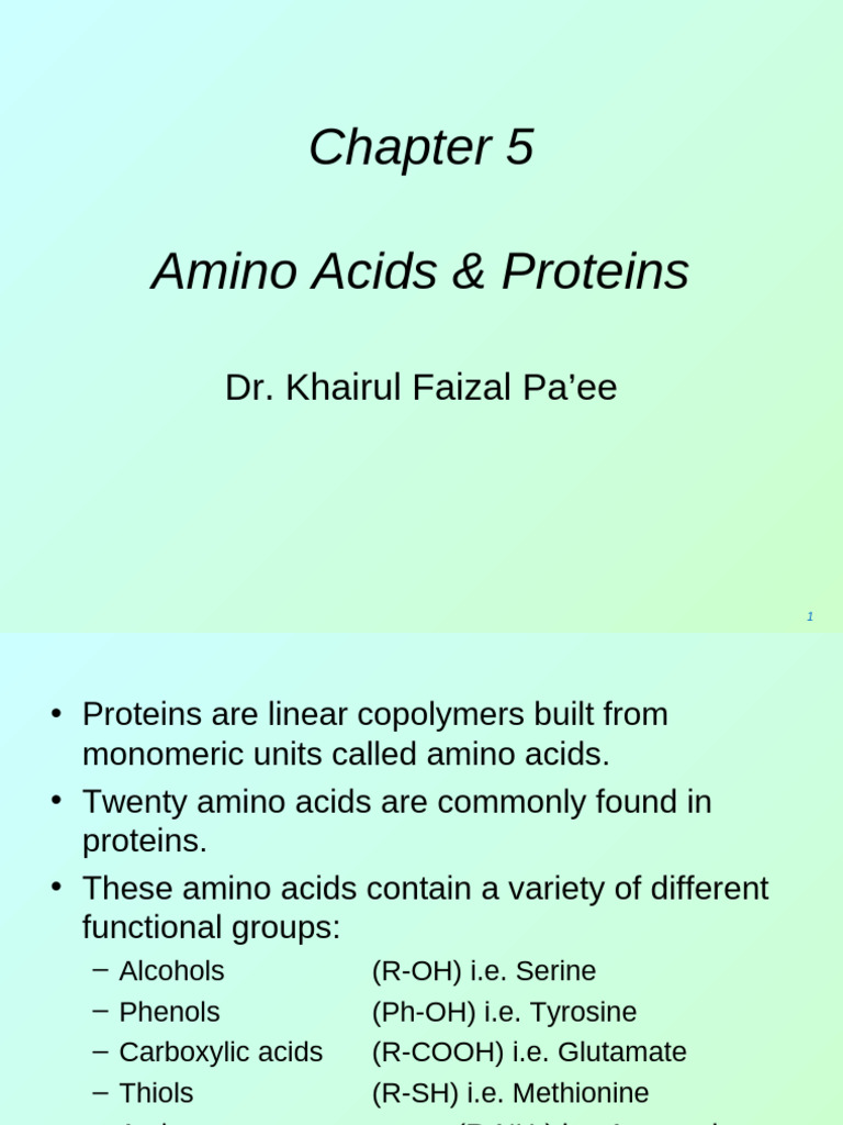 Chapter 5 Amino Acids Proteins | PDF | Amino Acid | Protein Structure