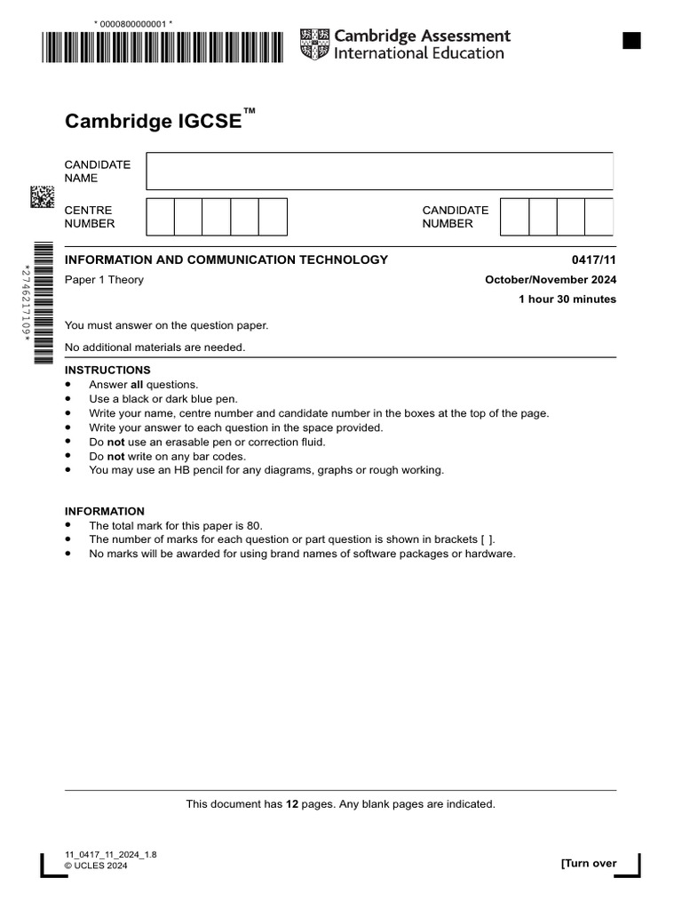 ICT Paper 1 440 Pages | PDF | Router (Computing) | Computer Data Storage