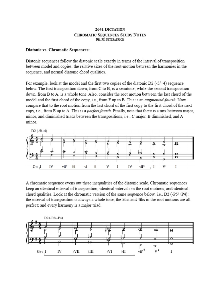 2641 Chromatic Sequences Study Notes | PDF | Interval (Music) | Chord ...