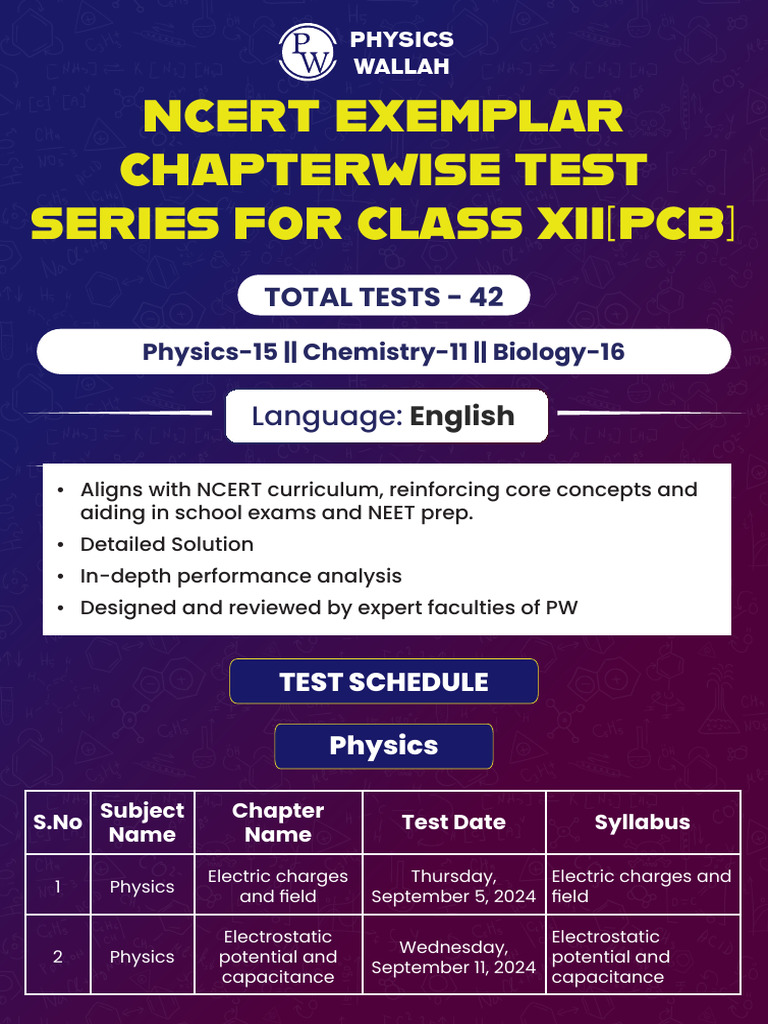NCERT Exemplar Chapterwise Test Series For Class XII (PCB) | PDF ...