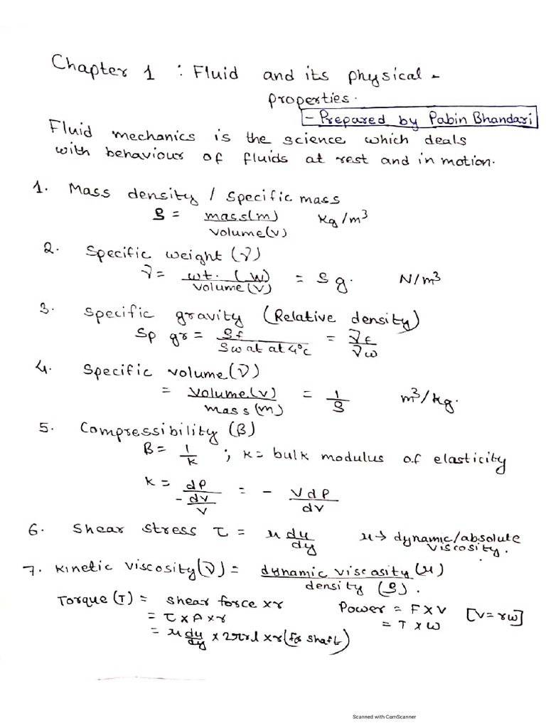 Fluid Mechanics IMP Formula, Theorem | PDF