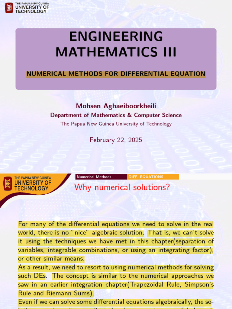 NUMERICAL METHODS-differential Equation | PDF | Integral | Equations