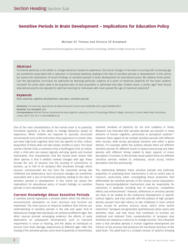 Thomas Knowland PlasticEd | PDF | Neuroplasticity | Learning