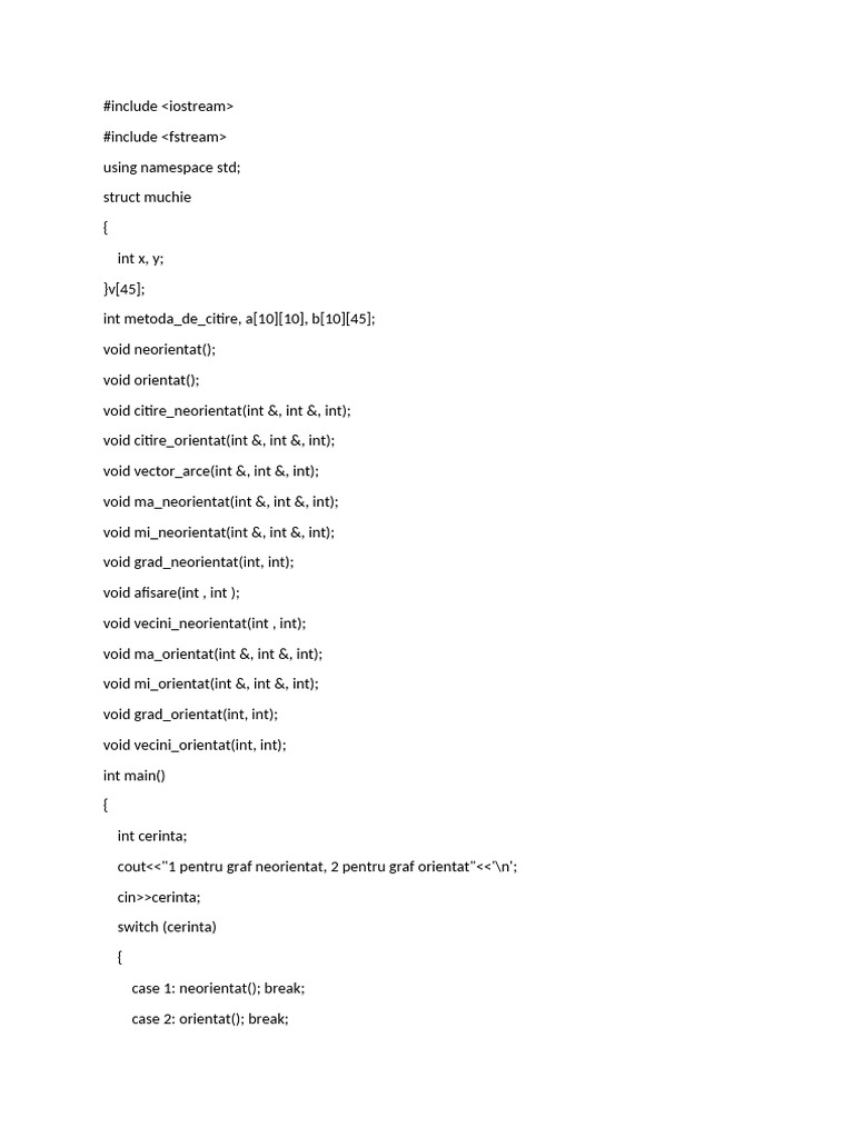 Proiect Grafuri | PDF | Computer Programming | C++