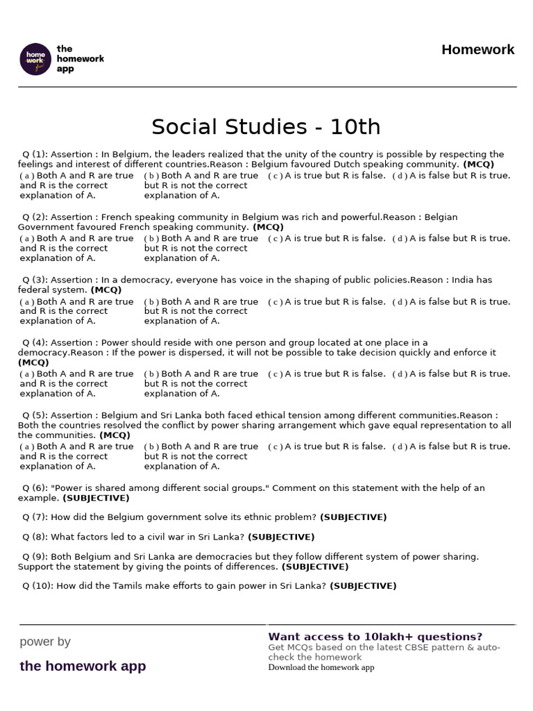 Questions - Homework - 10th - Social Studies - 2025-04-25T02 - 54 | PDF