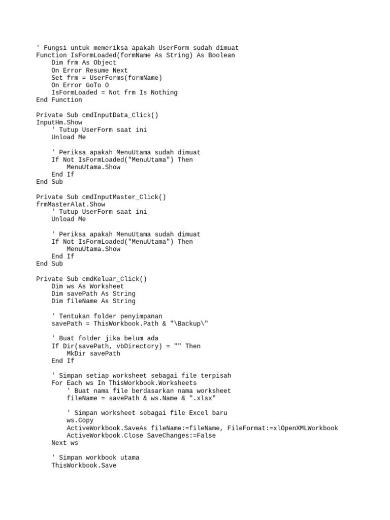 Cek Status UserForm dan Simpan Worksheet | PDF