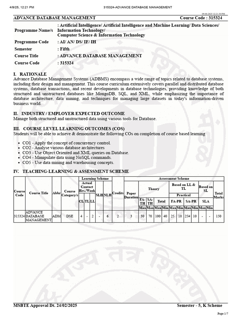 315324-Advance Database Management | PDF | No Sql | Databases