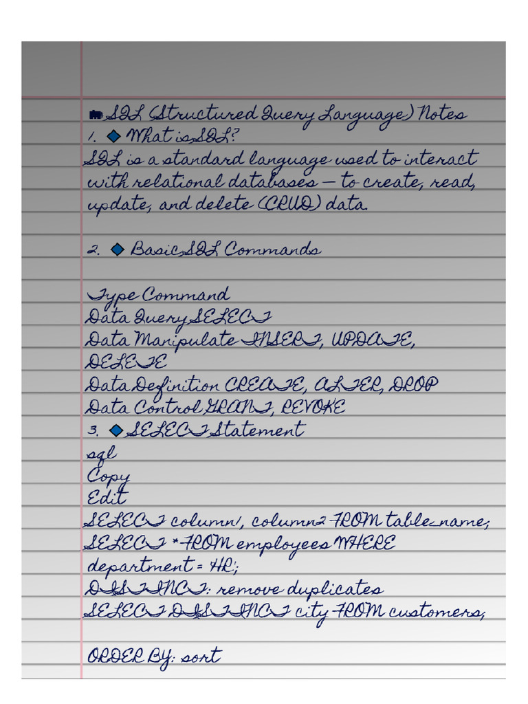 SQL Handwitten Research KK | PDF