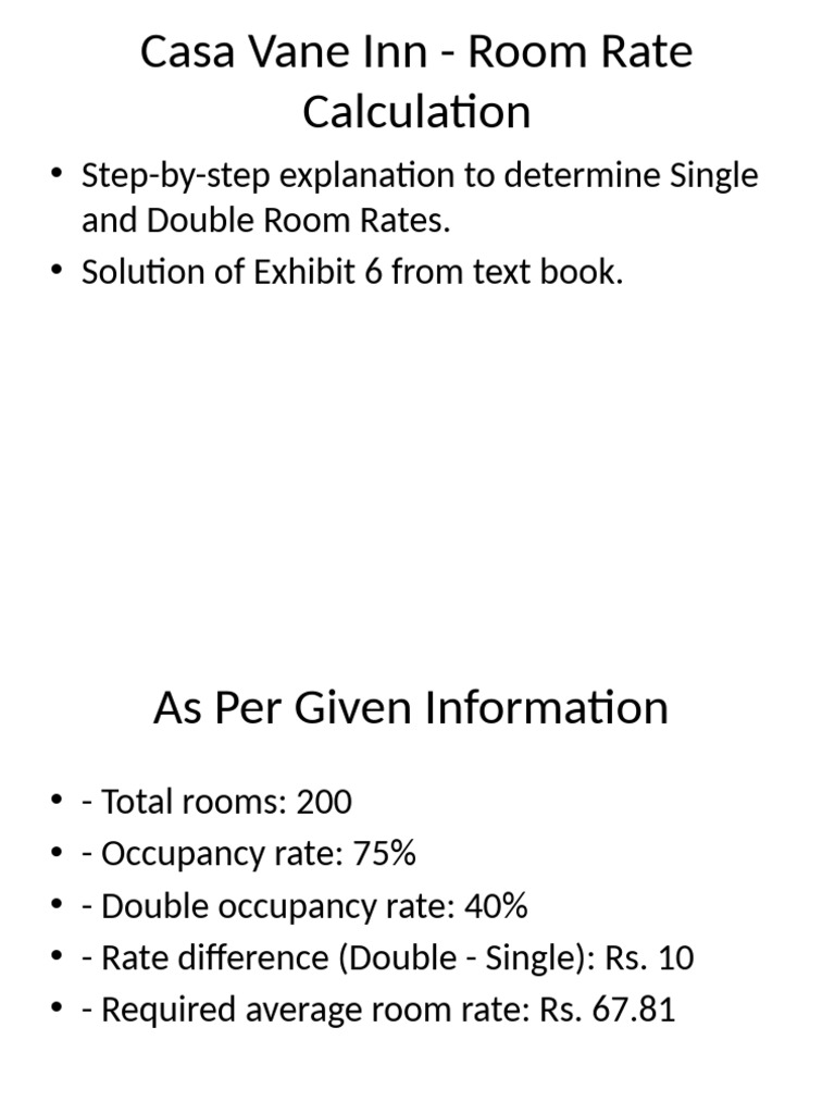 Casa Vane Inn Room Rate Calculation Guide | PDF
