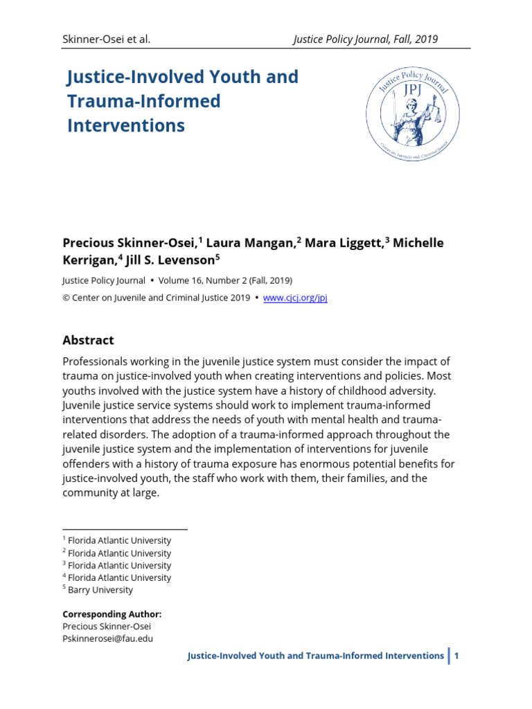 Trauma-Informed Care for Justice Youth | PDF | Psychological Trauma ...