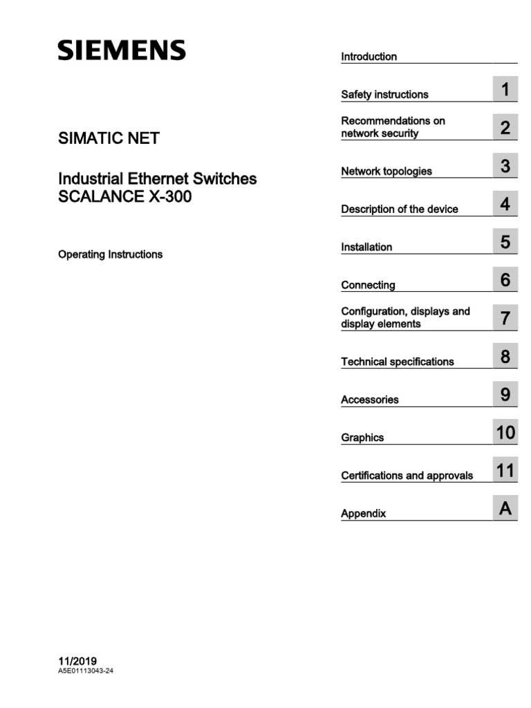 SCALANCE X-300 Operating Instructions | PDF | Network Switch | Power Supply