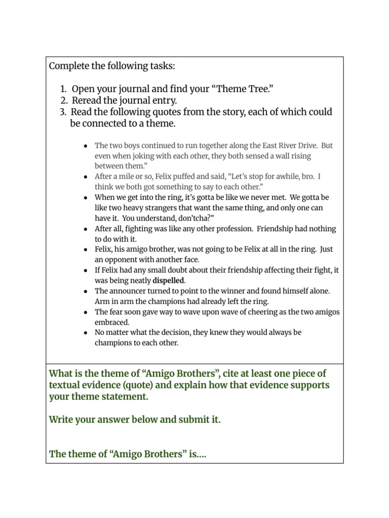 Emmalinn Eason - Theme of Amigo Brothers | PDF